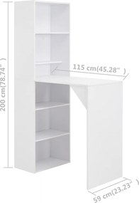 Barový stůl se skříní bílý 115 x 59 x 200 cm 280227