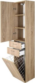 Aqualine Aqualine, ZOJA/KERAMIA FRESH skříňka vysoká s košem 35x184x29cm, levá, dub platin, 51232