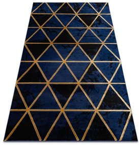 Dywany Luszczow Kusový koberec EMERALD EXCLUSIVE 1020 mramor, trojúhelníky tmavě modrý / zlato Rozměr koberce: 80 x 150 cm