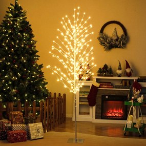 Costway Dekorační LED bříza 186 cm s teplým bílým světlem