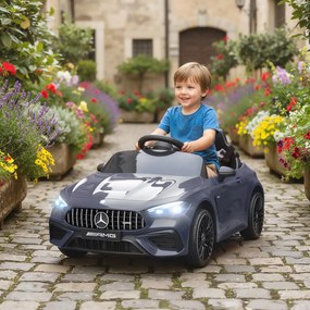 AIYAPLAY Dětské elektrické auto, design Mercedes, 12V motory, dálkové ovládání, LED světla, hudba, pro děti 3-6 let, šedá