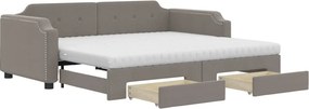Válenda s přistýlkou a zásuvkami taupe 90 x 200 cm textil 3197691