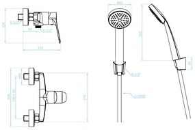 Kuchinox Atez, nástěnná sprchová baterie s ruční sprchovou soupravou, chromová, LAV-BTK_041D