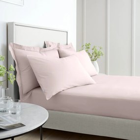 Růžové napínací prostěradlo z bavlněného perkálu 150x200 cm Cotton Percale – Bianca