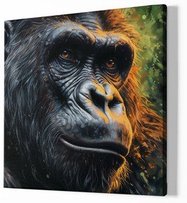 Obraz na plátně - Gorila, Moudrý pohled krále, Makro portrét, Králové divočiny FeelHappy.cz Velikost obrazu: 120 x 120 cm