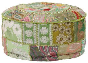 Sedací puf patchwork - zelený | 40x20 cm