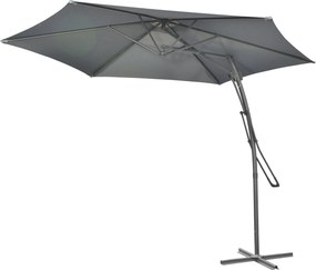 Outsunny odkloněný závěsný slunečník Ø 293 cm – boční páka, křížová podstava, voděodolný, větrací otvor, UV ochrana, tmavě šedý | Aosom