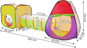 ISO Dětský stan a hrací domeček, tunel + 200 míčků, 2880