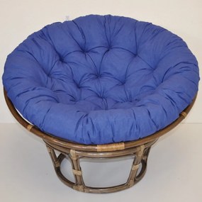 Papasan DIAS — ratan, látka, ⌀115 cm, hnědá / více barev Tmavě modrý melír