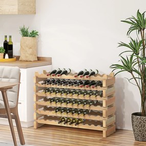 HOMCOM 72-lahev vinotéka, 6-patrová vertikální vinotéka s nosností 100 kg pro kuchyni, jídelnu a bar, 114x28x85 cm, přírodní dřevo