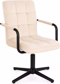 LuxuryForm DESIGN Otočná židle VERONA BLACK VELUR na černém kříži - krémová
