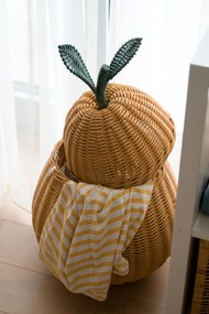 Ferm Living Proutěný koš s víkem Pear, přírodní barva, proutí