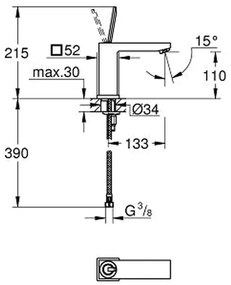 Grohe Eurocube Joy - umyvadlová baterie stojánková s odtokovou garniturou, chrom 23658000