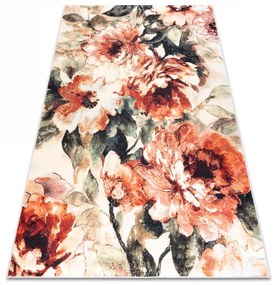 koberec ANTIKA 24 tek, moderní květiny, listy omyvatelný terakota velikost 160x220 cm | krásné koberce cz