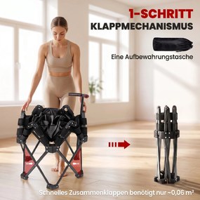 SPORTNOW Fitness trampolína s nastavitelnou T-rukojetí, skládací, taška na přenášení, nosnost 120 kg, ocel, plast, černá barva
