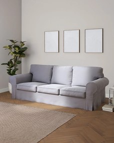 Potah na pohovku IKEA  Ektorp 3-místná, rozkládací STARÝ MODEL PIXBO barva šedá látka lesklé, sametová