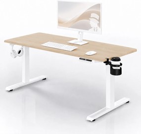 Elektrický stůl s nastavitelnou výškou ergonomický bílý/dub sonoma,1600x800 mm: ARIA