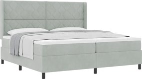 Postel s boxspringem s čelo Světle šedá 200 x 200 cm samet 3342080