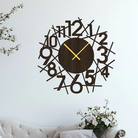 dřevo života Nástěnné hodiny NUMERO Zvolte barvu dekoru: Wenge, Zvolte velikost hodin (cm): 35x35, Barva ručiček: Zlaté
