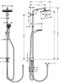 Hansgrohe Crometta S, Showerpipe 240 1jet EcoSmart 9 l/min Reno, chromová, HAN-27270000