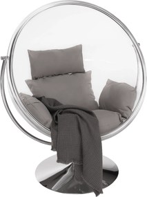 Kondela Závěsné křeslo se stojanem, transparentní/střírná/šedá, BUBBLE NEW TYP 2