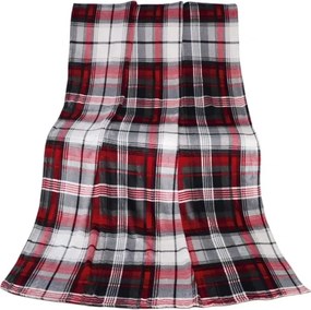 Bellatex Přikrývka  Kemping PLUS 150x200 cm Kostka Červená,Šedá,Bílá