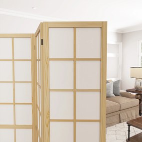 HOMCOM 4dílný paraván 160 x 170 cm - soukromé oddělení, skládací dělič místnosti pro obývací pokoj, přírodní