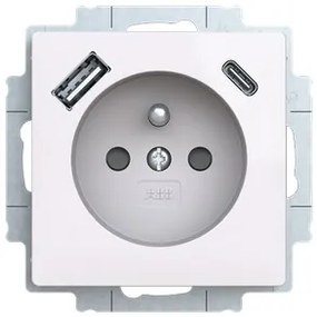 ABB Zoni zásuvka s nabíjením USB-A/C bílá 5569T-A32357 500 s clonkami 2CHT693257A4500
