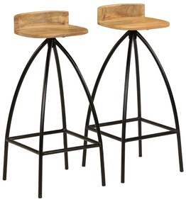 Barové židle 2 ks - masivní mangovníkové dřevo | 40x40x82 cm