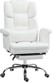 HOMCOM Kancelářská židle, ergonomická otočná židle s funkcí sklonu, bederním polštářem, výškově nastavitelná počítačová židle s opěrkou nohou, pro dom