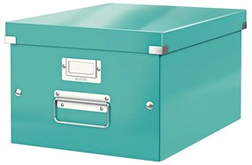 Zeleno-tyrkysový kartonový úložný box s víkem 28x37x20 cm Click&amp;Store – Leitz