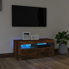 TV skříňka s LED osvětlením kouřový dub 90 x 35 x 40 cm - Default Title