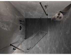 Mexen Lunar, pětiúhelníkový sprchový kout s levým sklonem 80 x 90 cm, 8mm čiré sklo, černý profil, 831-080L-090P-70-00-L