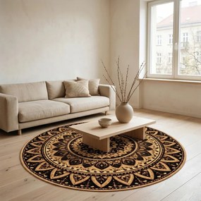 Koberec NOVO Mandala hnědý / černý kruh