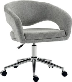 HOMCOM ergonomická kancelářská židle, křeslo do kanceláře z chenille s nastavitelnou výškou, zakřiveným opěradlem, šedá
