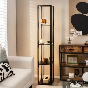 Costway Stojací lampa Moderní osvětlená úložná police – 29 × 29 × 163 cm, černý