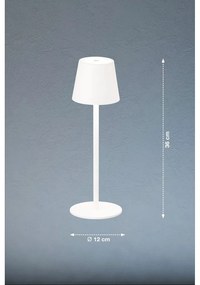 Bílá LED stmívatelná stolní lampa se senzorem pohybu a s kovovým stínidlem (výška 38 cm) Tropea – Fischer &amp; Honsel