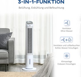 Věžový ventilátor s vodním chlazením 30 x 30 x 101 cm | bílý
