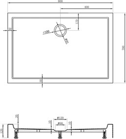 Mexen Flow+ sprchová vanička obdélníková 80 x 70 cm, bílý lesk - 46R107080H