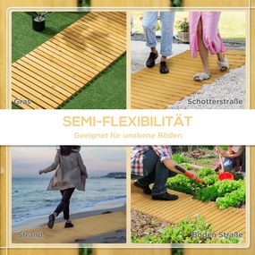 Rozkládací zahradní chodník 185 x 60 cm, rozkládací dřevěný chodník, chodník z jedlového dřeva pro zahradu, terasu, pláž