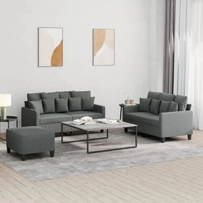 3dílná sedací souprava s poduškami tmavě šedá textil 3201657