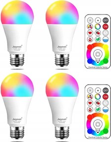 Led žárovka 10 W měnící barvu s dálkovým ovládáním, 4 ks, Jayool E27,