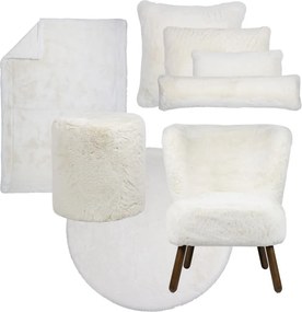 Bílý plyšový měkoučký polštář Soft Teddy White Off - 30*15*50cm