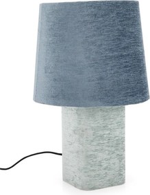 Modrá kovová stolní lampa s textilním stínidlem (výška 50 cm) Demra – Bizzotto
