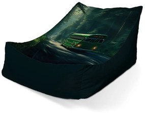 Sablio Sedací vak Lounge Zelený autobus v lese - 120 x 100 x 80 cm