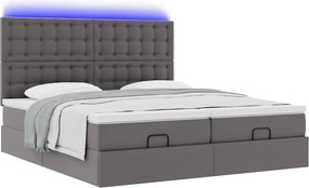 Osmanský rám postele s matrací šedá 200x200cm umělá kůže 3314511