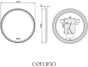 CERANO - Koupelnové LED zrcadlo Rivo, kovový rám - černá matná - Ø 80 cm