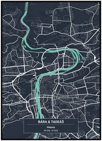 Plakát Mapa vašeho města Rozměr plakátu: 40 x 50 cm, Barevná varianta: Růžová