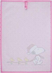PEANUTS Utěrka Snoopy s vánoční čepičkou - růžová