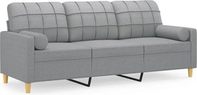 3místná pohovka s polštáři světle šedá 180 cm textil 3200790